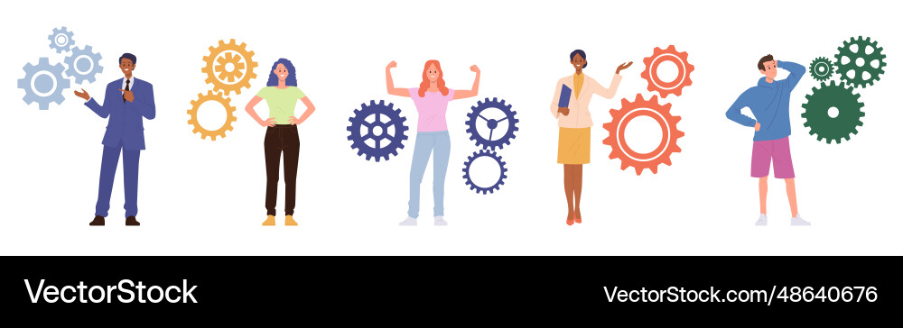 Isolated diverse thoughtful people cartoon Vector Image