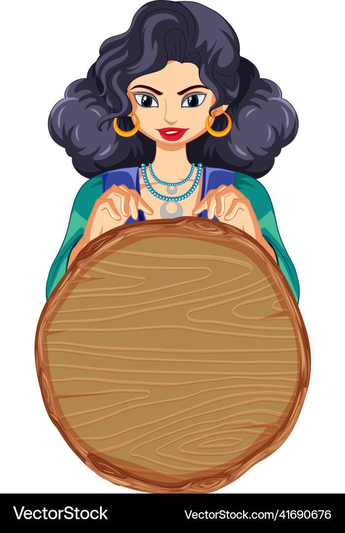 Isolated wooden banner with gypsy Royalty Free Vector Image