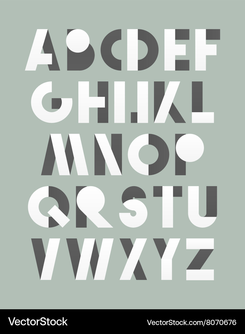 Retro font in white and grey alphabet Royalty Free Vector