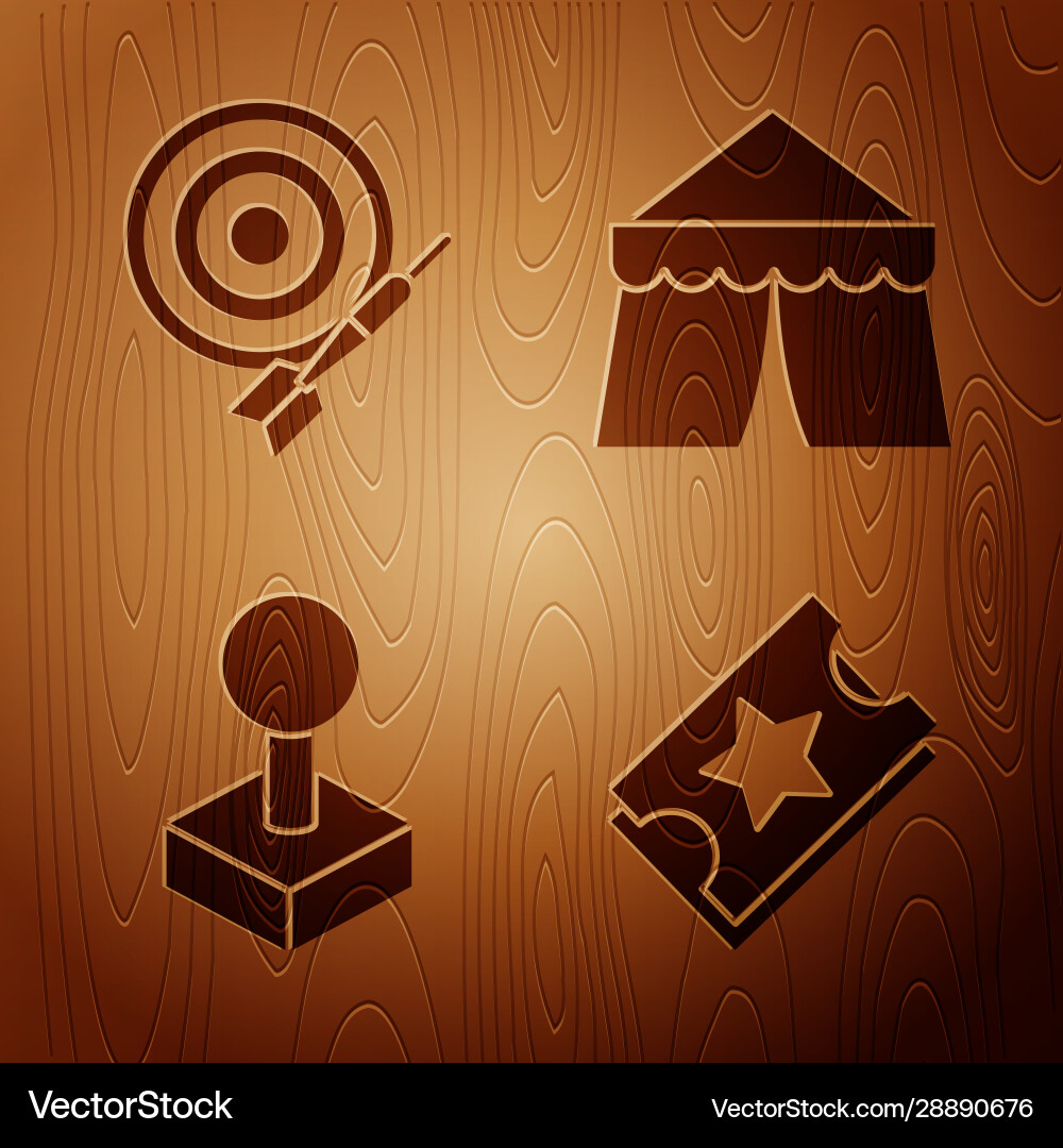 Set ticket classic dart board and arrow joystick Vector Image