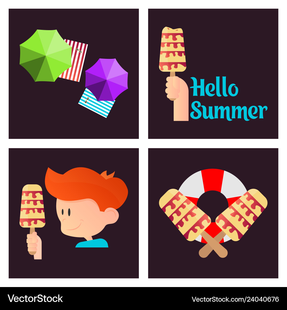Summer time poster with cute in cartoon Royalty Free Vector