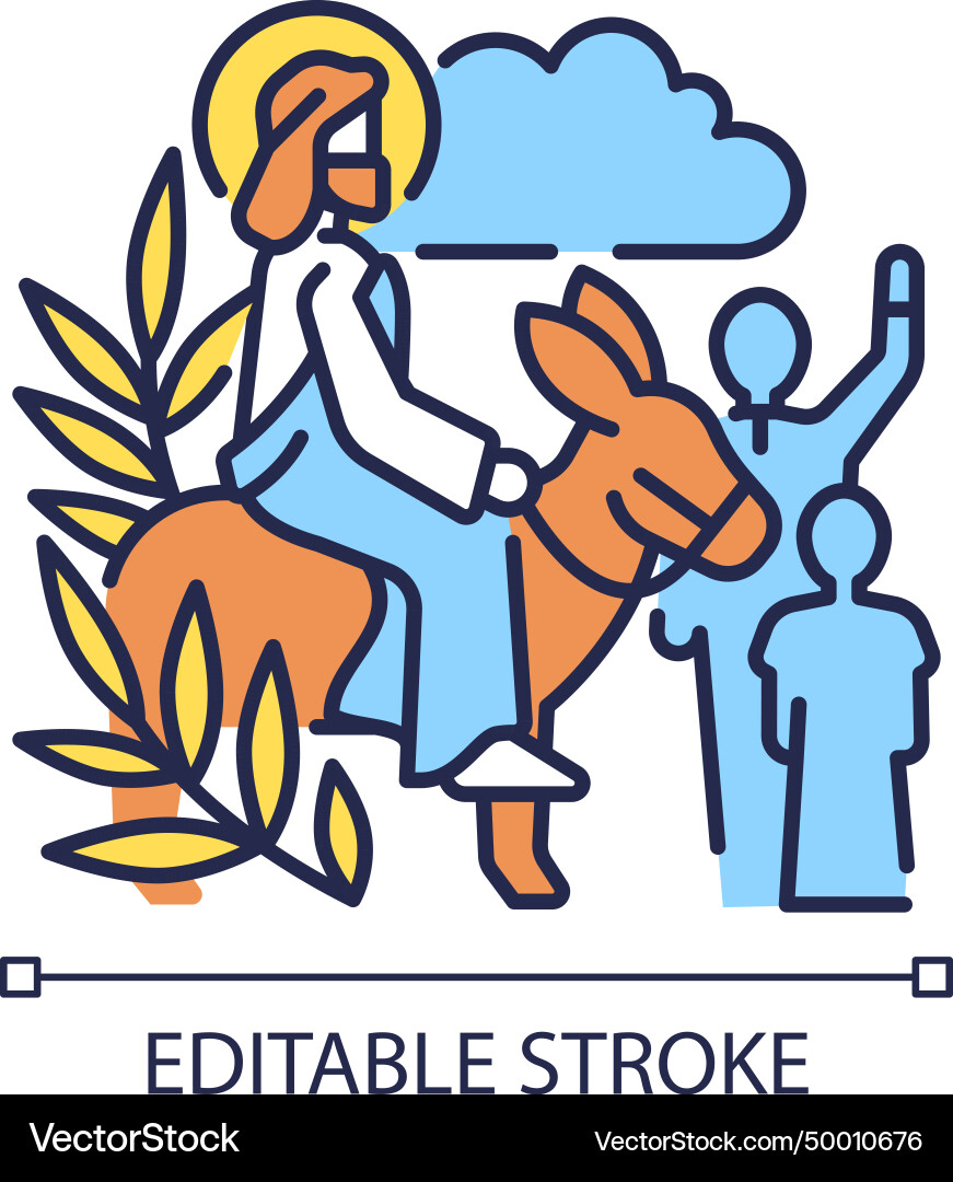 Triumphal entry into jerusalem rgb color icon Vector Image