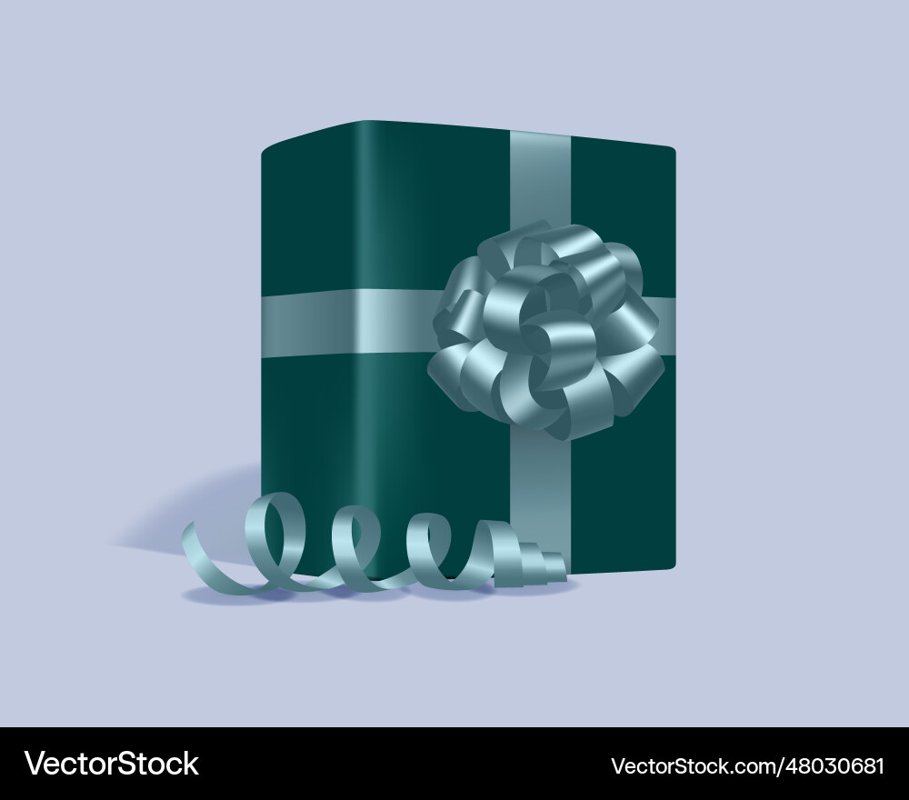 A gift in green wrapping paper with realistic Vector Image