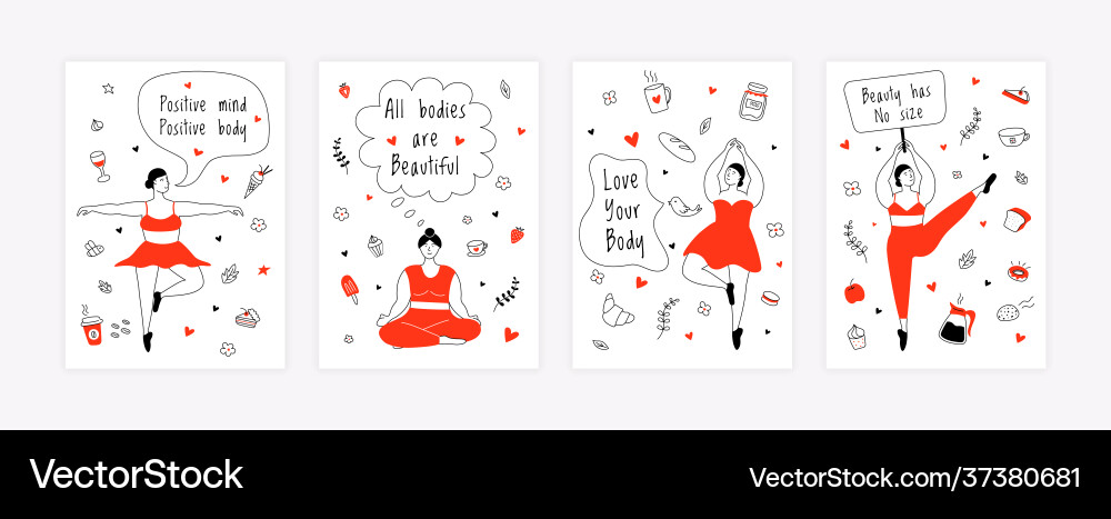 Body positive posters female empowerment active Vector Image