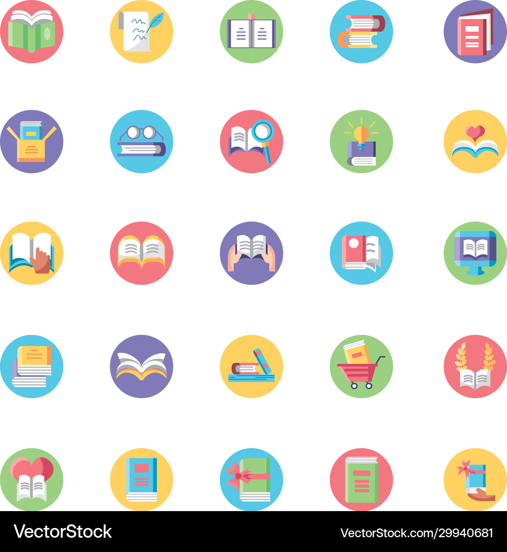Books and accessories icon set block style Vector Image