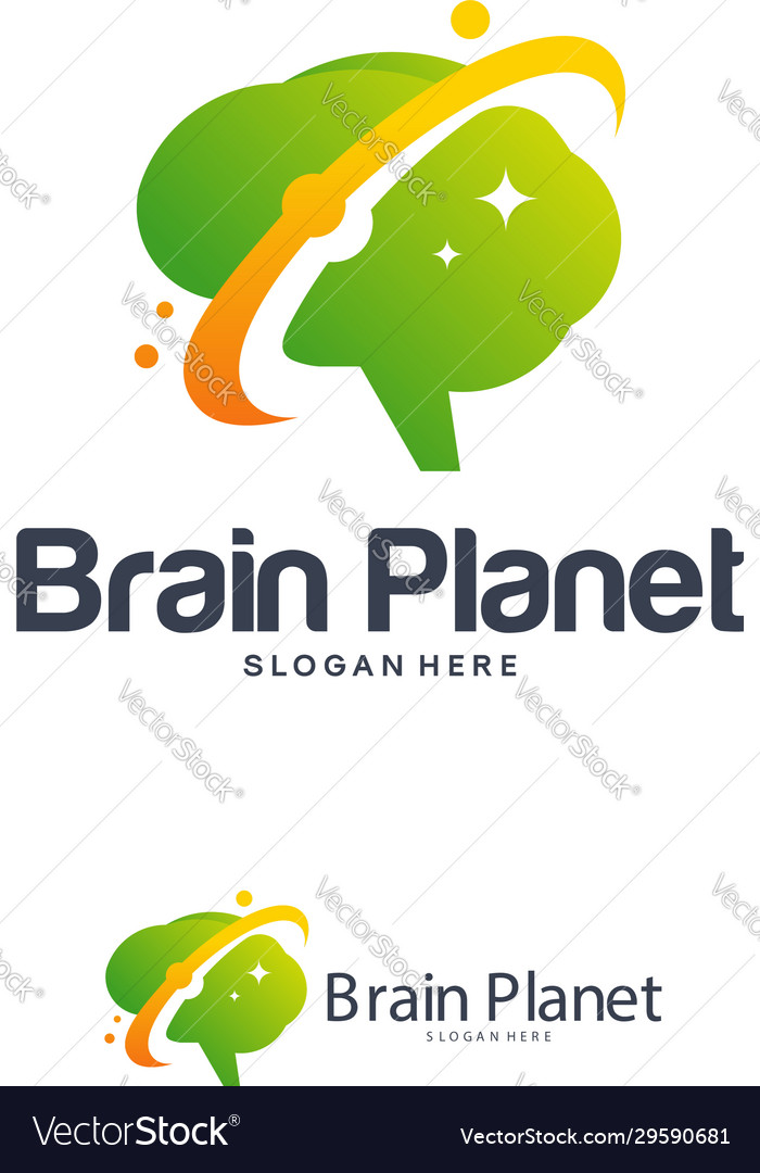 Brain logo designs template planet idea Royalty Free Vector