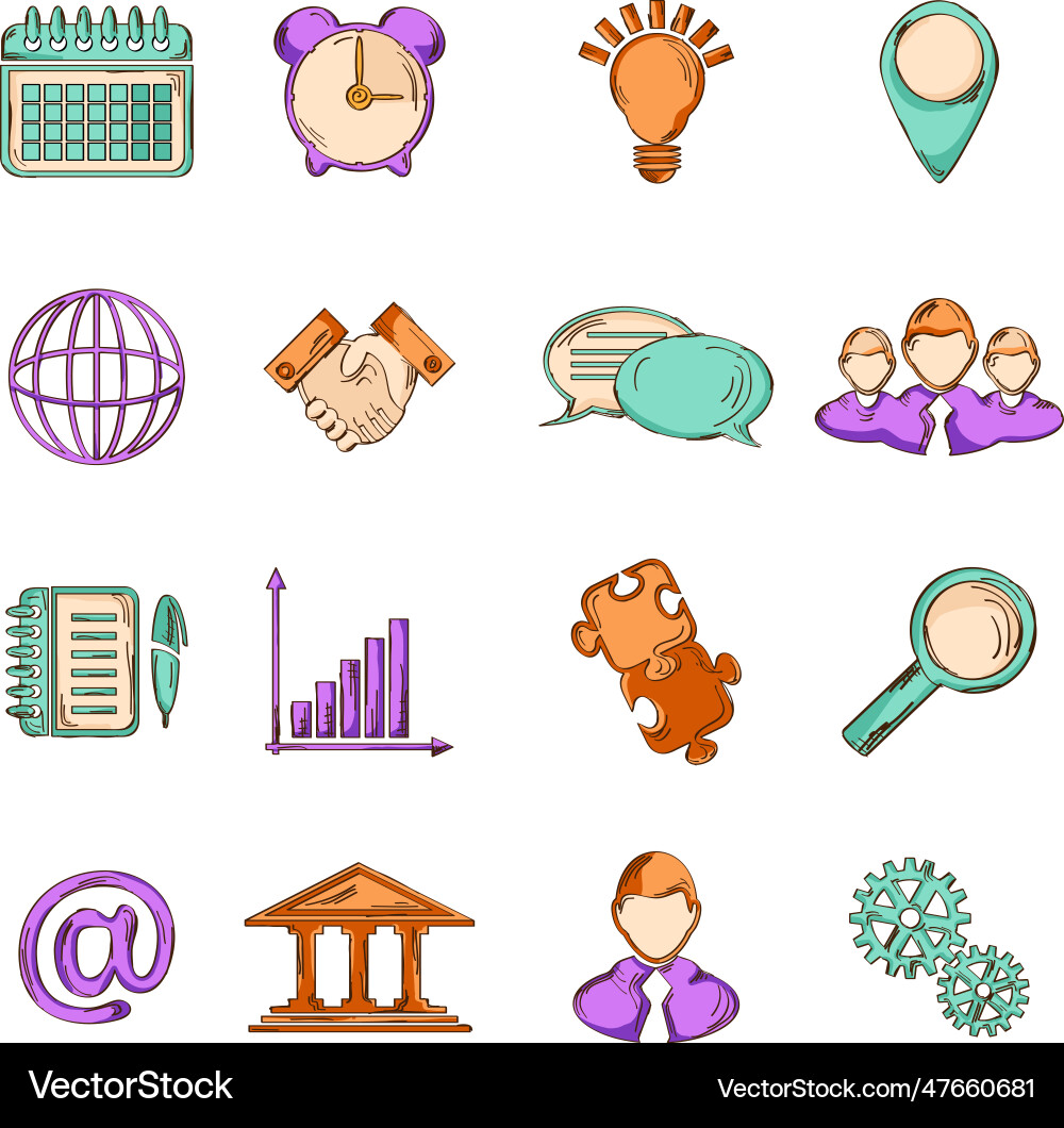 Business sketch line icons Royalty Free Vector Image