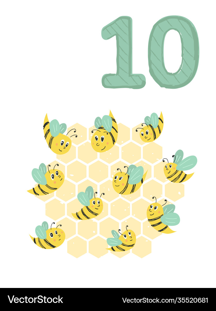 Counting from 1 to 10 number 10 page with Vector Image