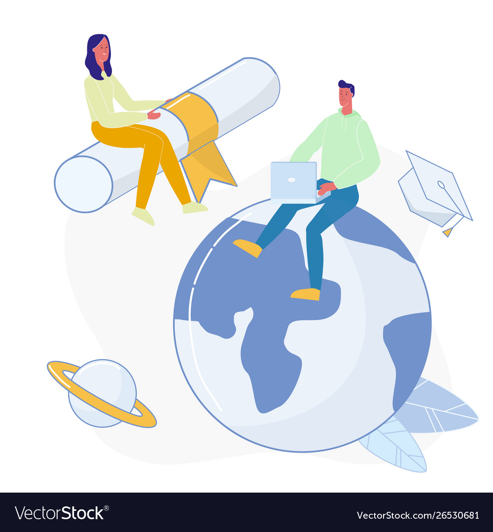 Distant remote education flat Royalty Free Vector Image