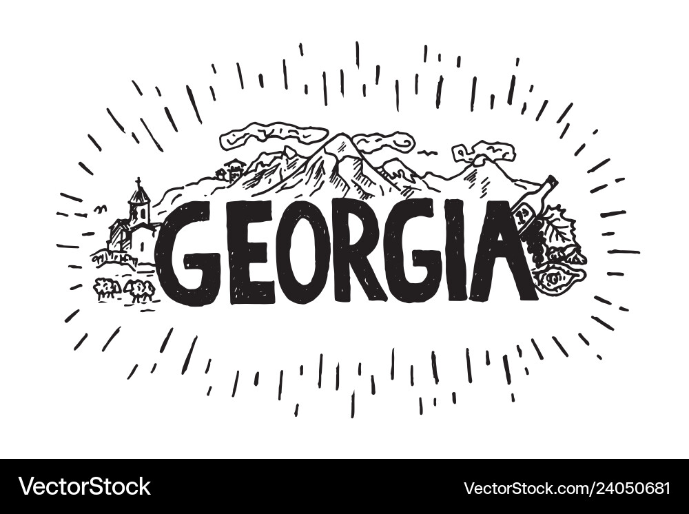 Georgia sketch with lettering Royalty Free Vector Image