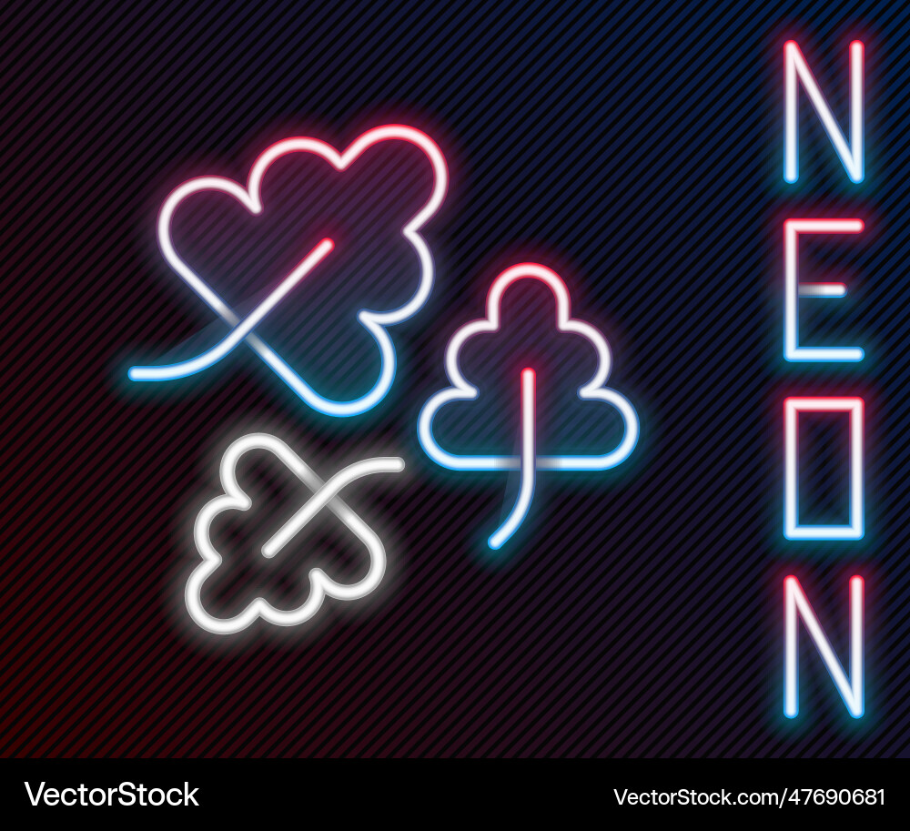 Glowing neon line oak leaf icon isolated on black Vector Image