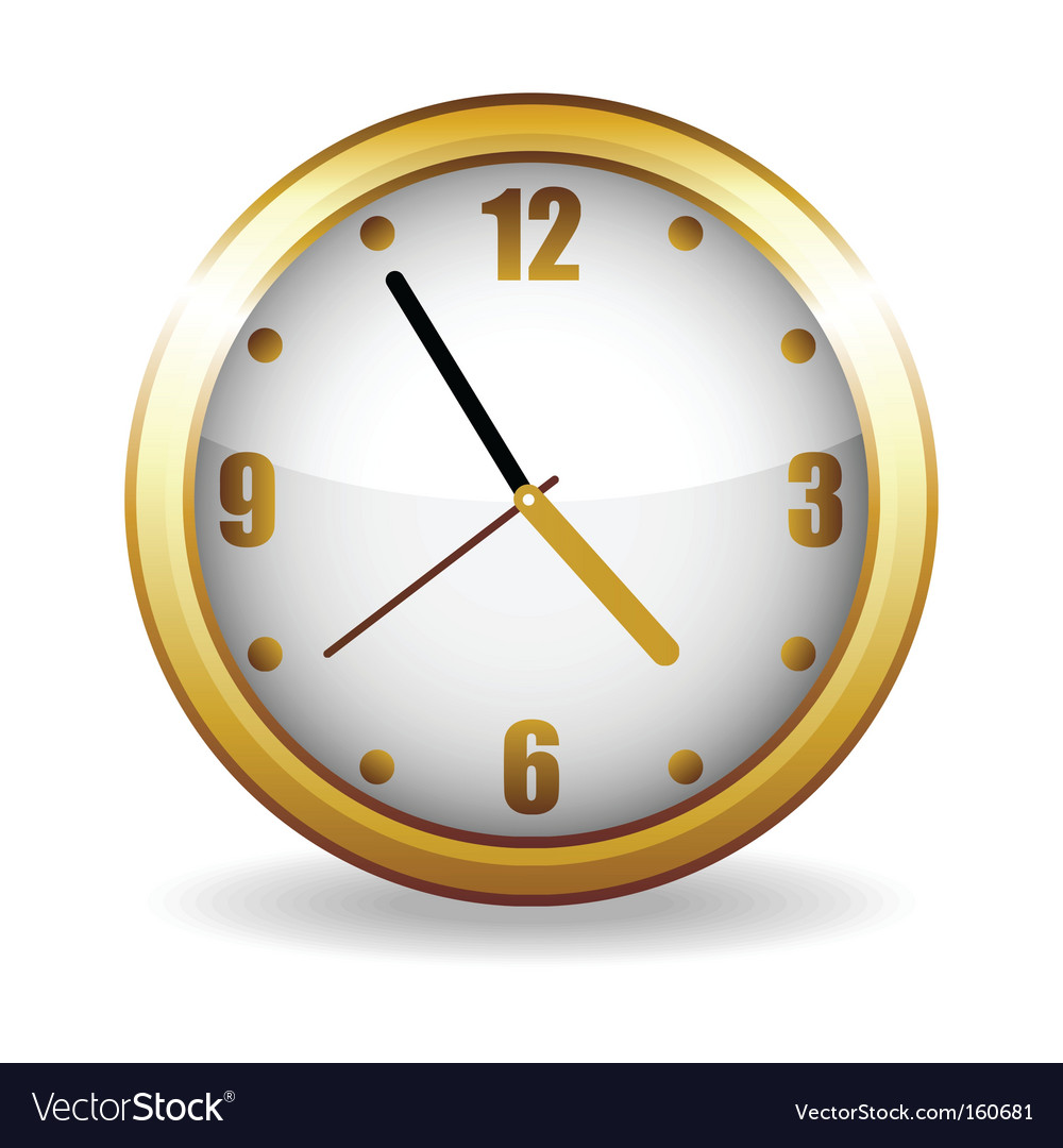 Gold clock Royalty Free Vector Image - VectorStock