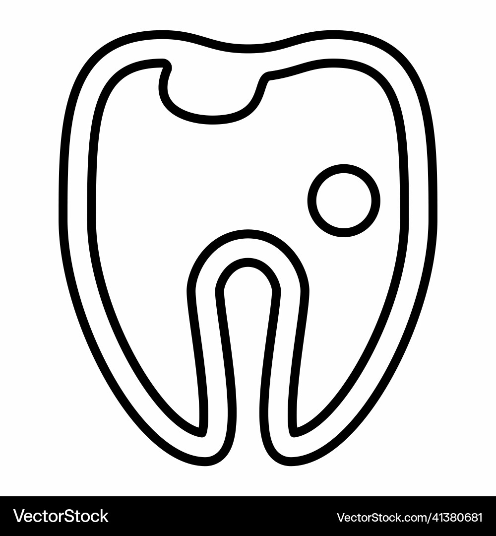 Icon of hollow tooth - line style Royalty Free Vector Image