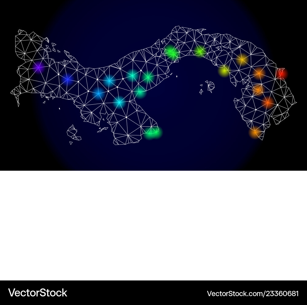 Polygonal network mesh map of panama with colorful