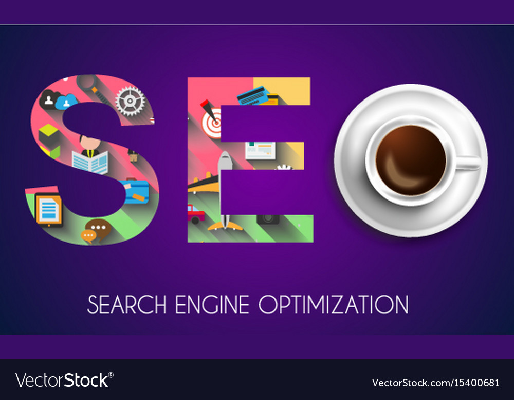 Seo search engine optimization concept with flat Vector Image