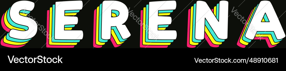 Serena - retro rainbow typography faded style Vector Image