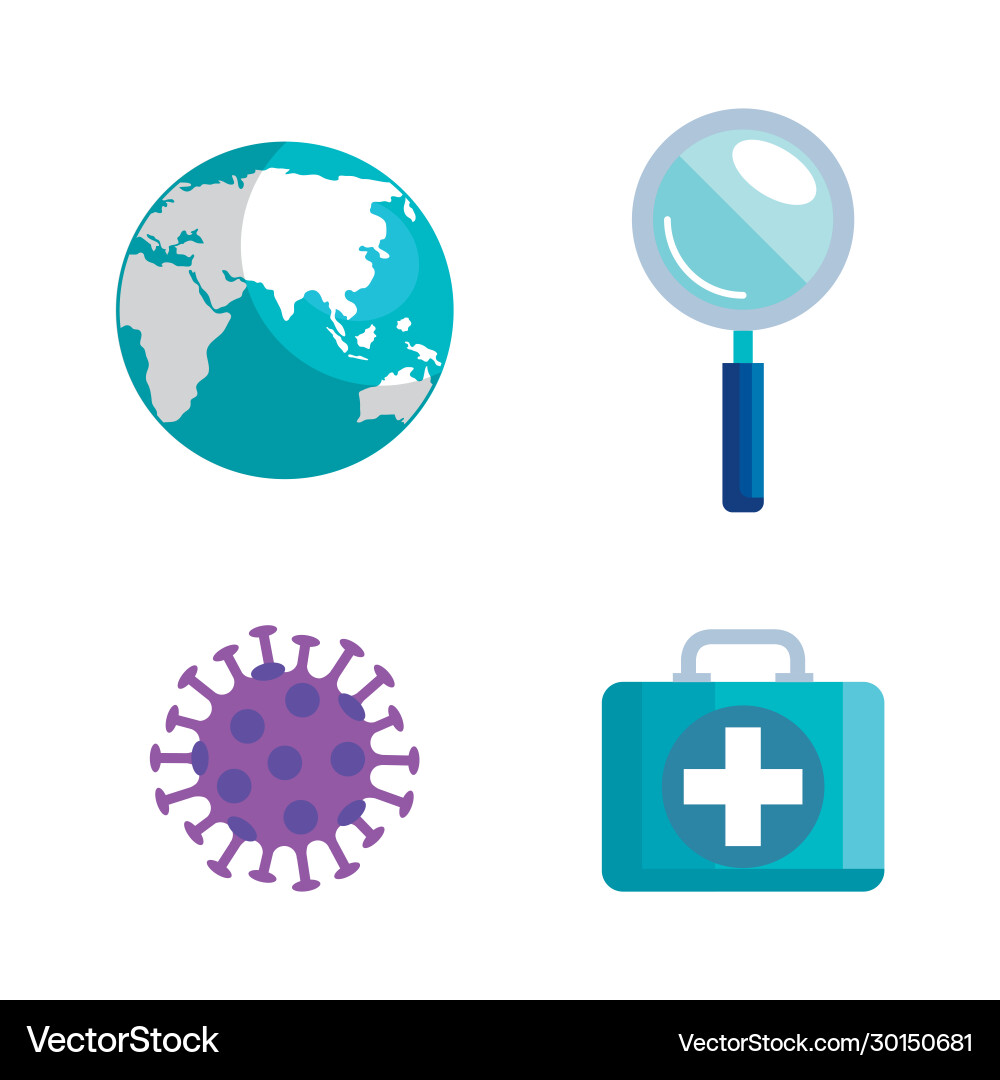 Set icons pandemic coronavirus 2019 Royalty Free Vector