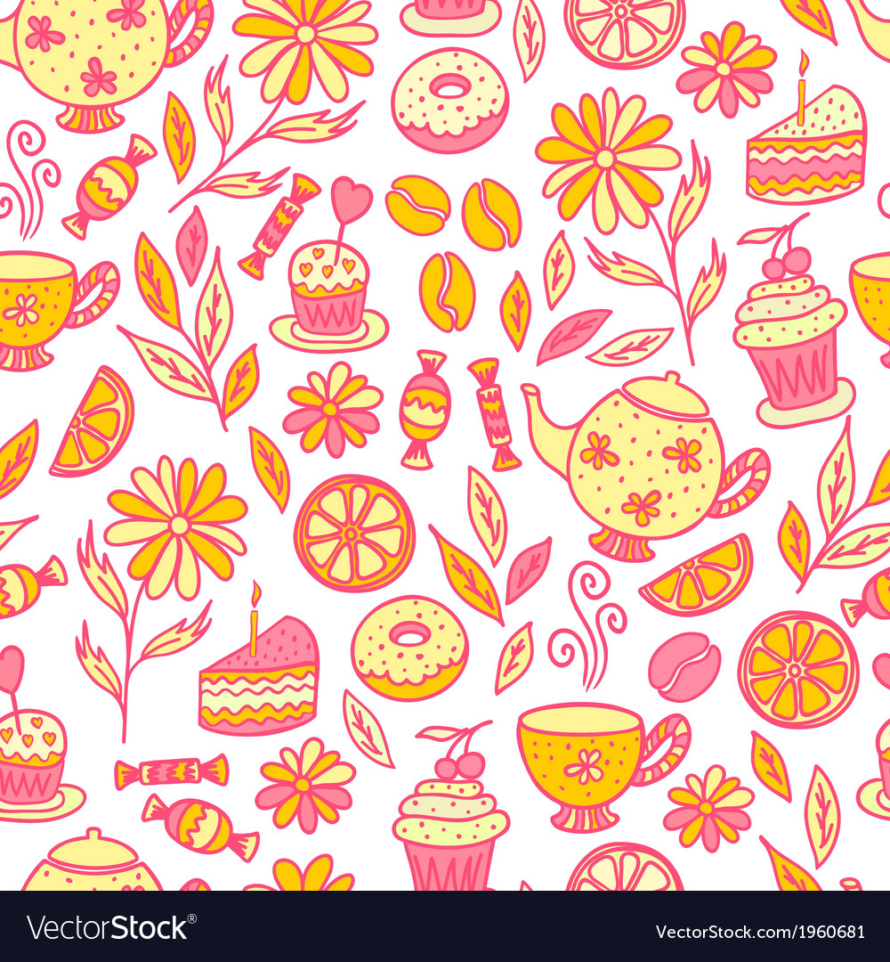 Tea time seamless pattern Royalty Free Vector Image