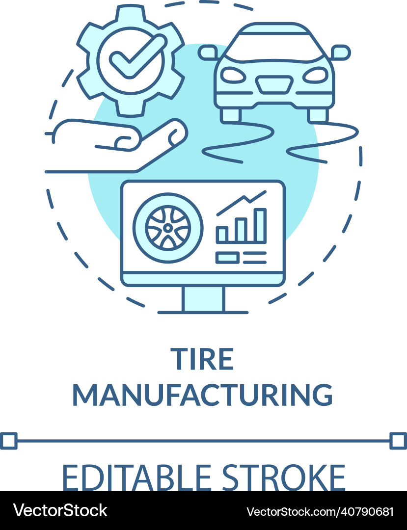 Tire manufacturing turquoise concept icon Vector Image