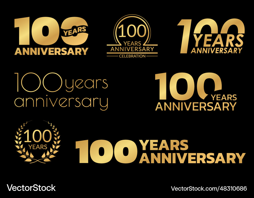 100 years anniversary icon or logo set 100th Vector Image
