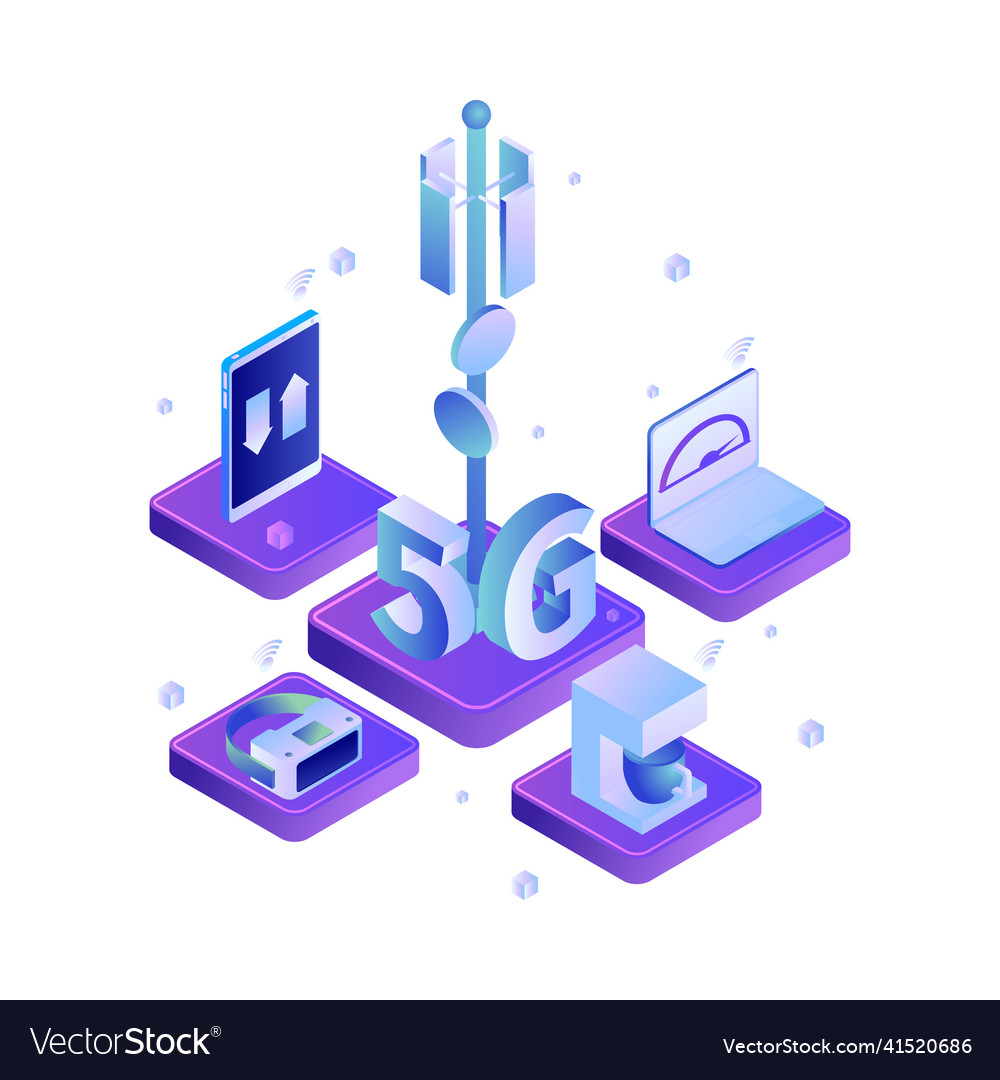 5g gadgets connection composition Royalty Free Vector Image