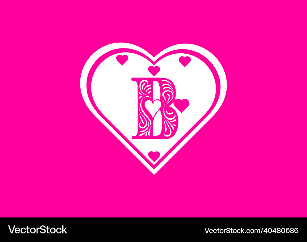 B letter logo with love icon valentines day Vector Image