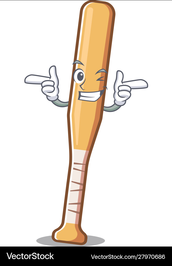 Character baseball bat in cartoon wink shape Vector Image