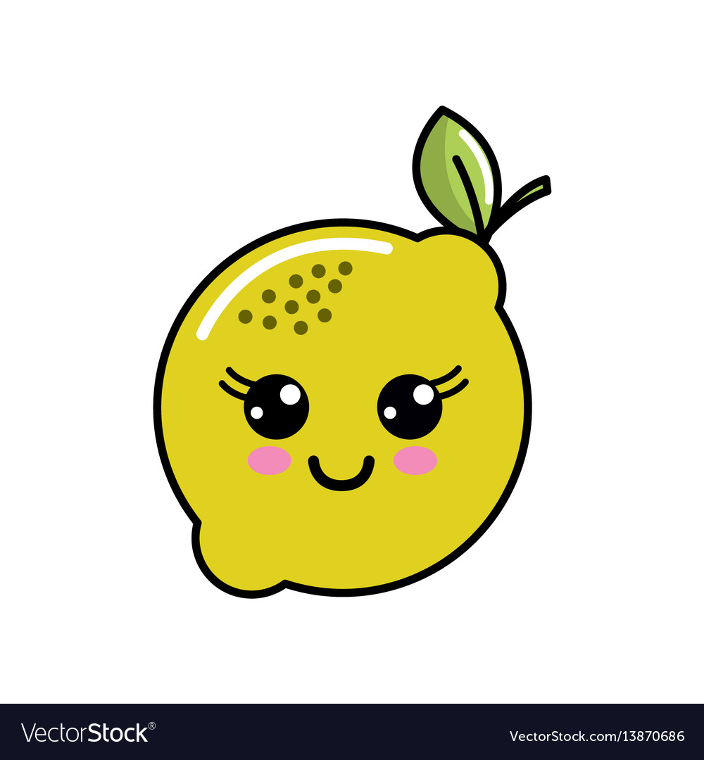 Color kawaii happy lemon icon Royalty Free Vector Image