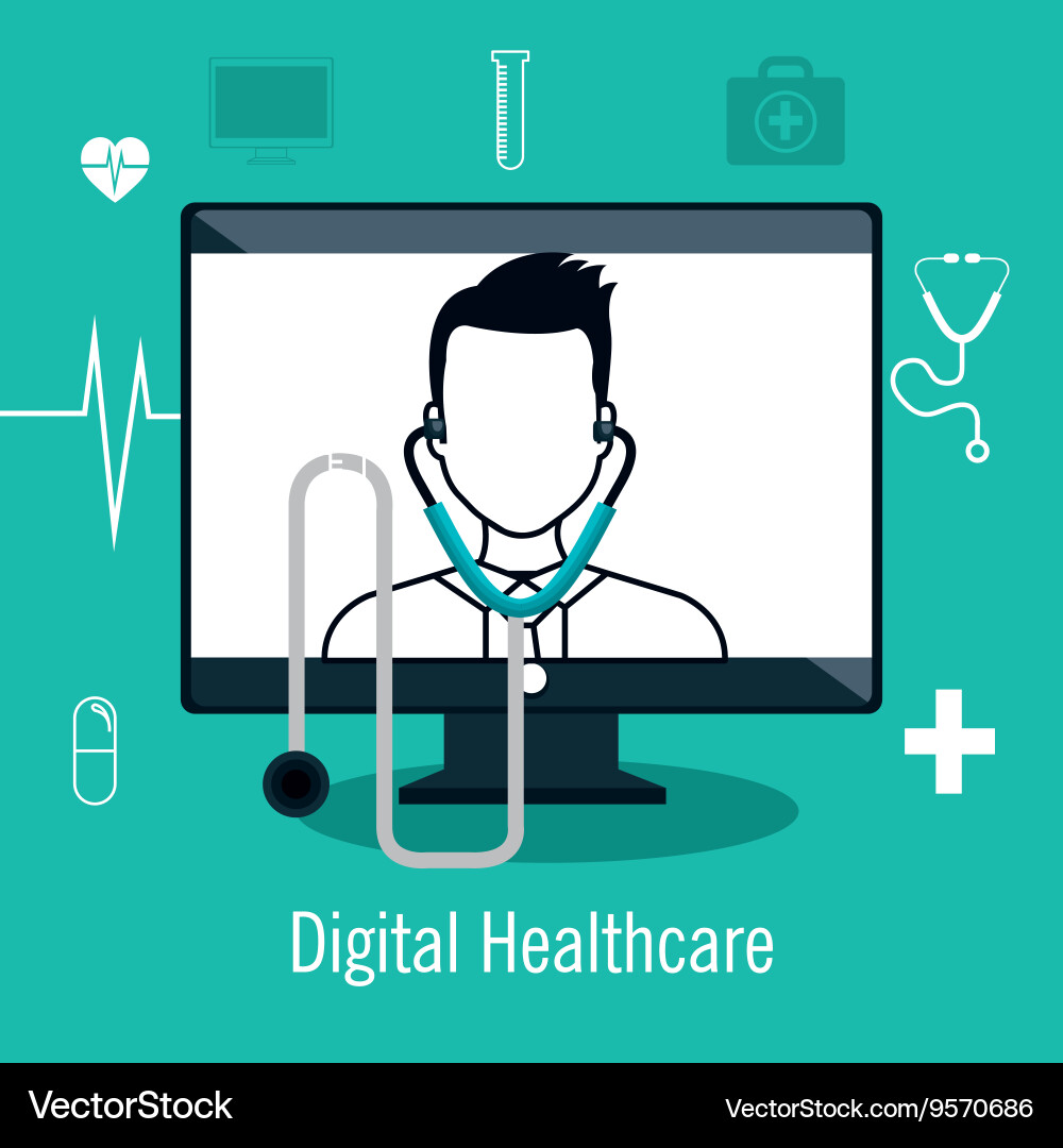 Digital healthcare isolated icon design Royalty Free Vector
