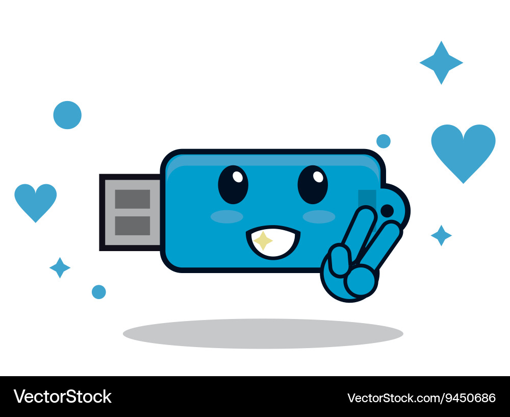 Kawaii icon usb cartoon design graphic Royalty Free Vector
