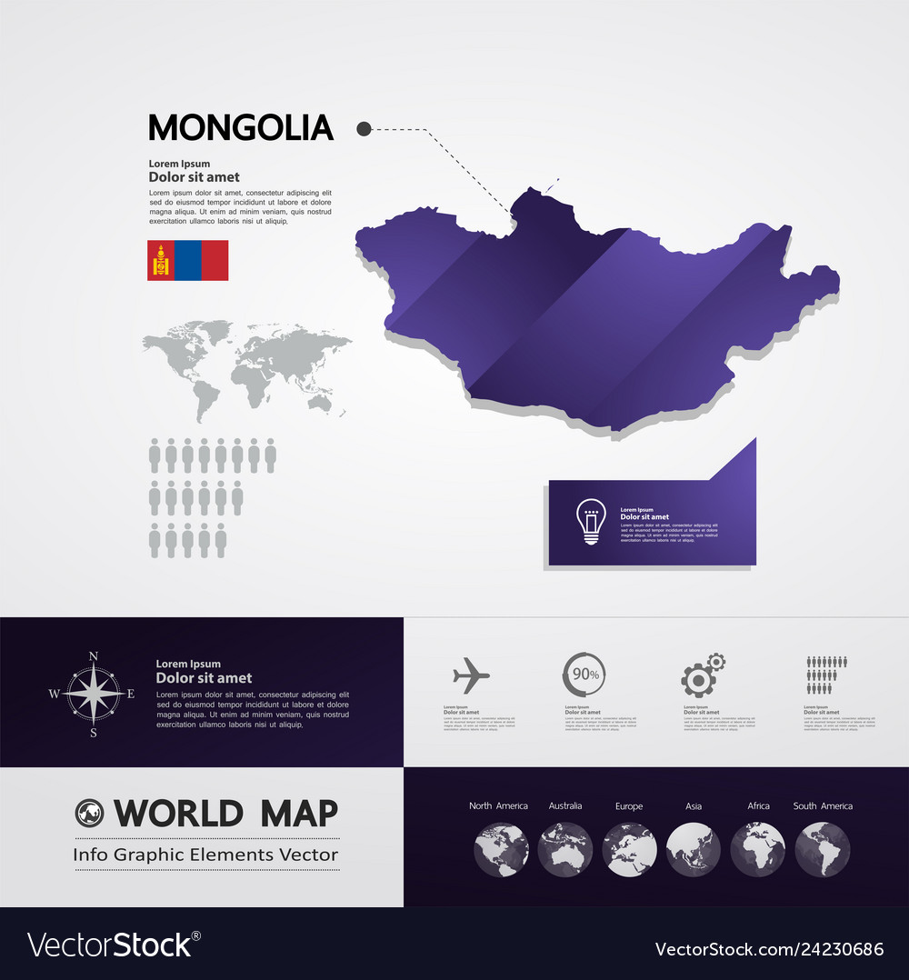 Mongolia map Royalty Free Vector Image - VectorStock