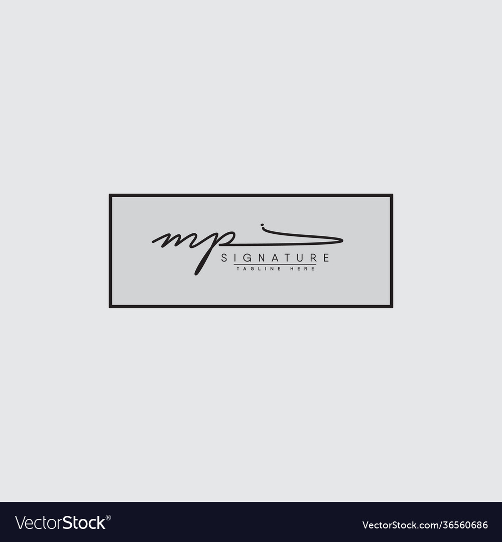 Mp initial signature logo - hand drawn Royalty Free Vector