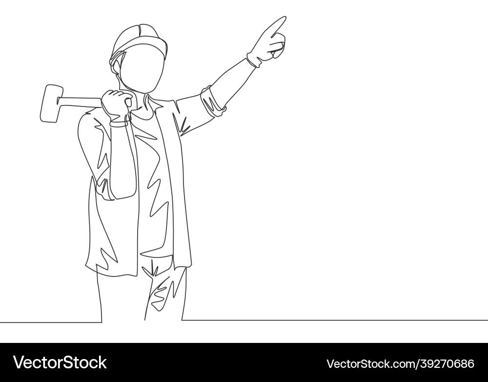 One single line drawing of young attractive Vector Image