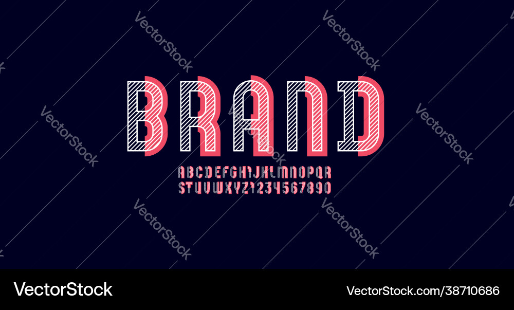 Original striped font alphabet sans serif Vector Image
