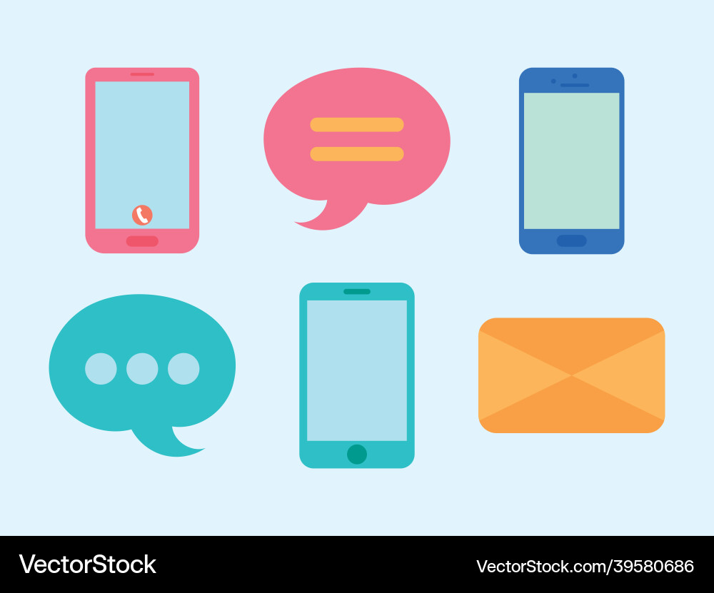 Social messaging and cellphones Royalty Free Vector Image