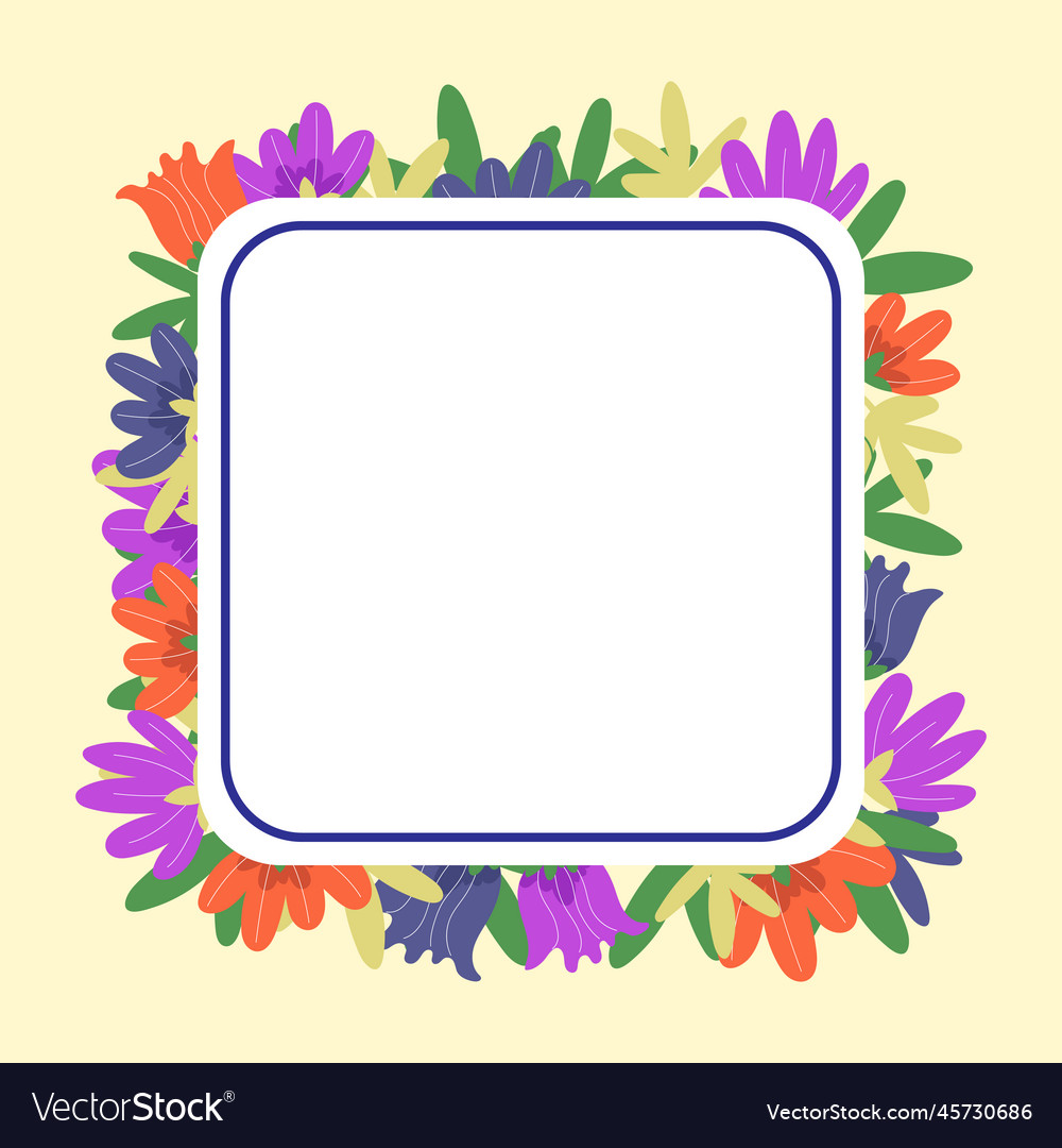 Text frame surrounded with assorted flowers Vector Image