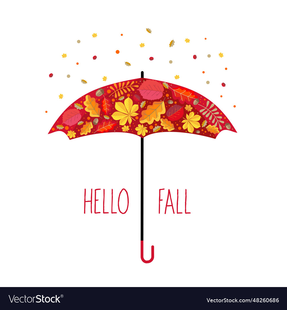 Umbrella hello fall Royalty Free Vector Image - VectorStock