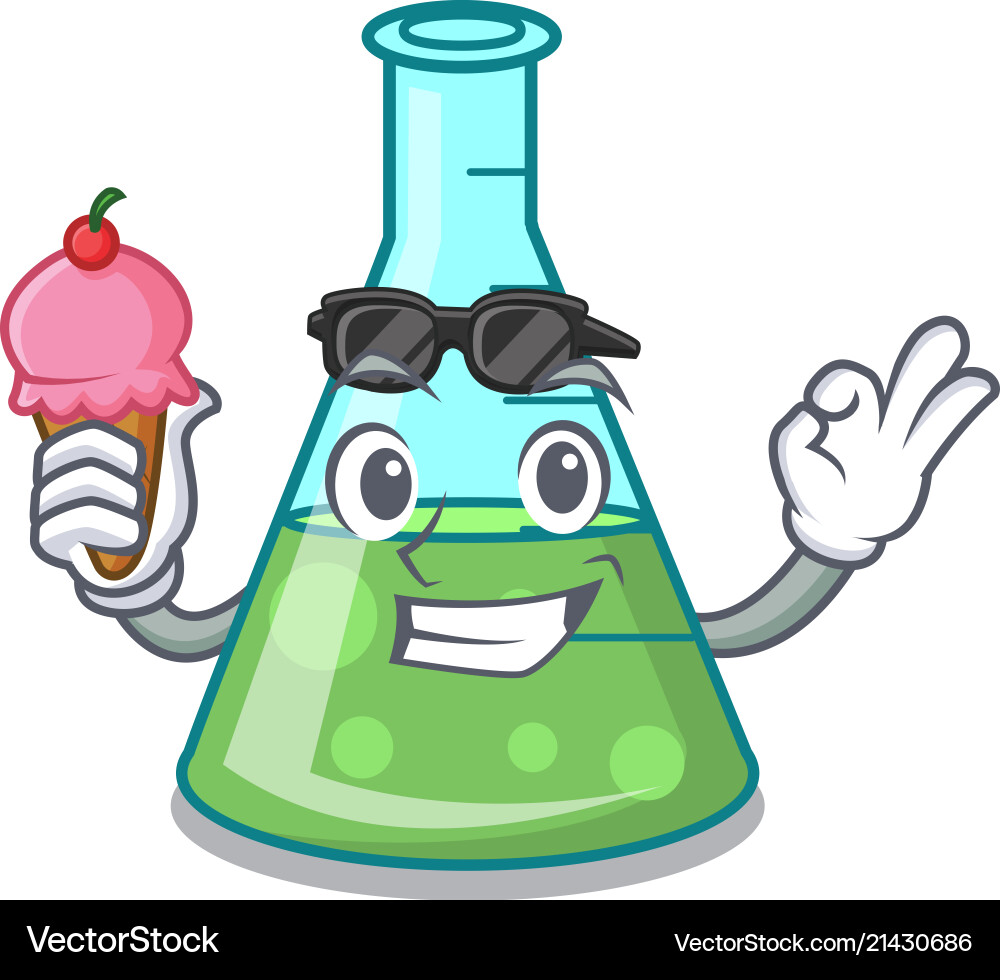 With ice cream science beaker character cartoon Vector Image