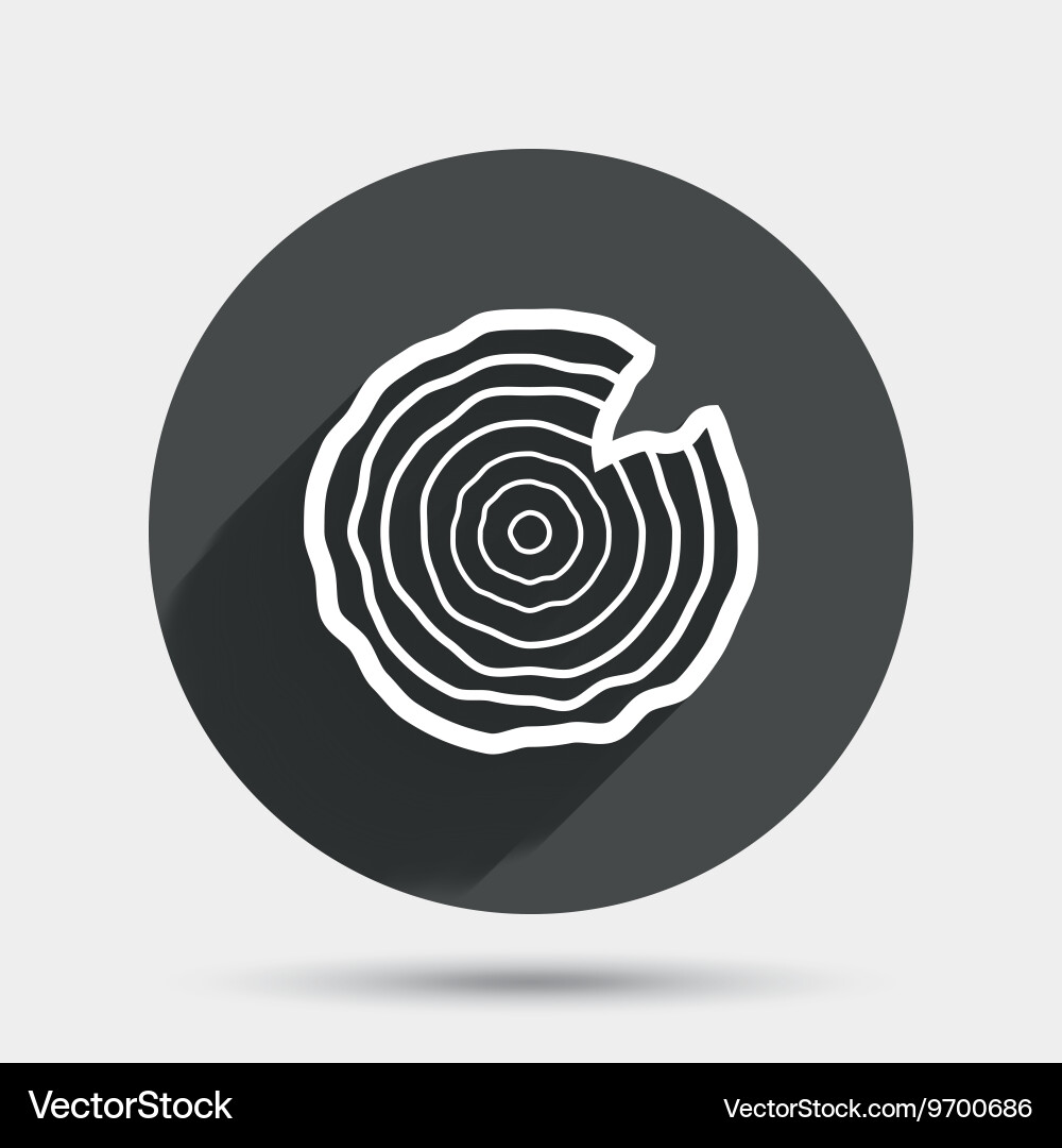 Wood sign icon tree growth rings Royalty Free Vector Image