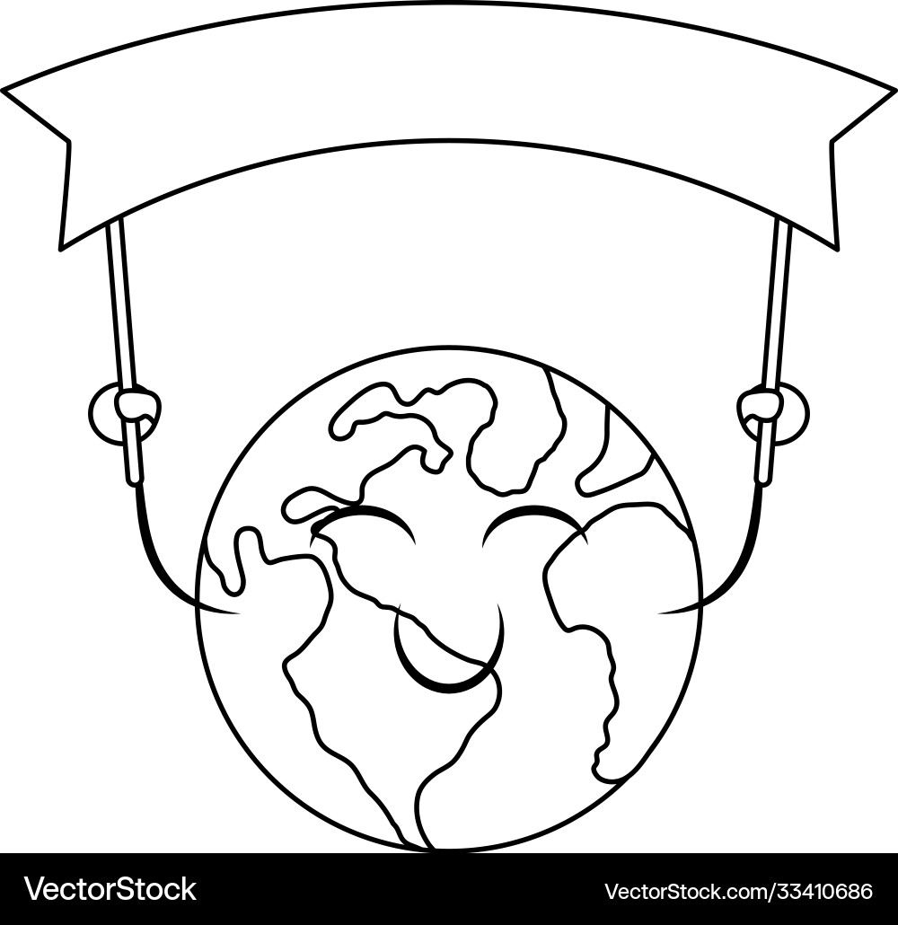 World planet earth smiling face with banner Vector Image