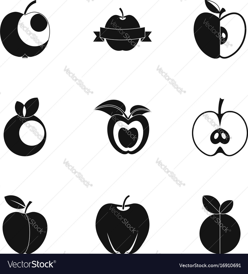 Apple icon set simple style Royalty Free Vector Image