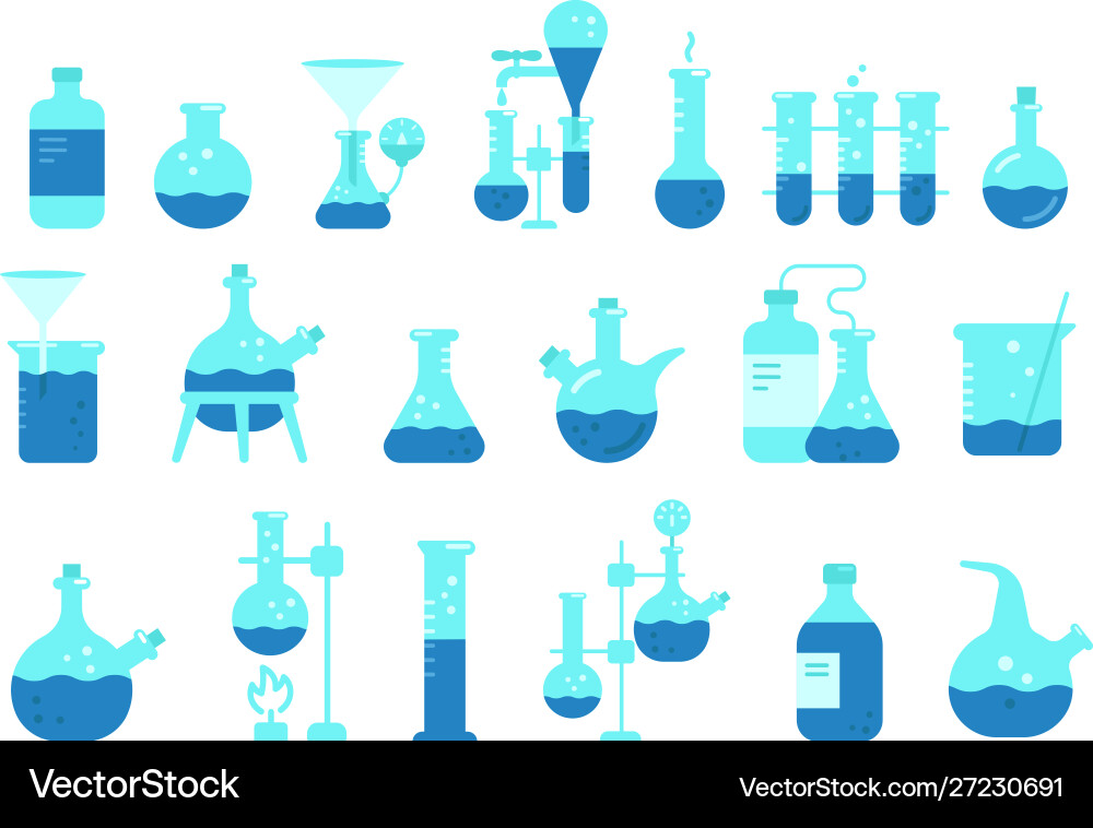 Chemistry science icon set education lab the Vector Image