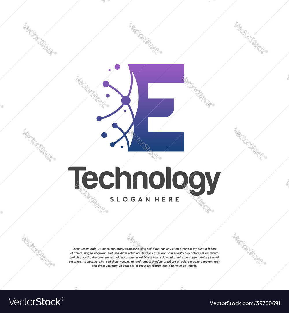 E initial technology logo designs template pixel Vector Image