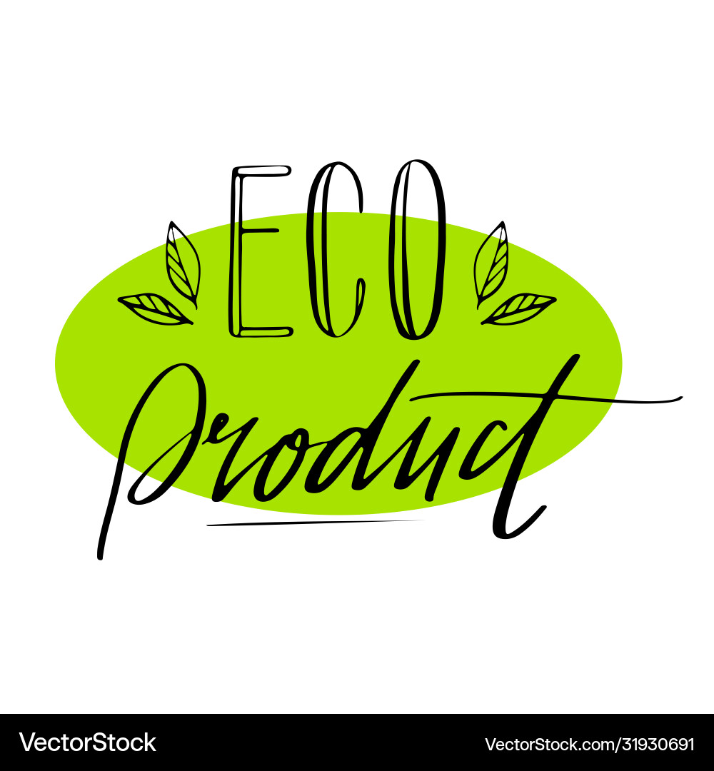 Eco product label lettering style-09 Royalty Free Vector