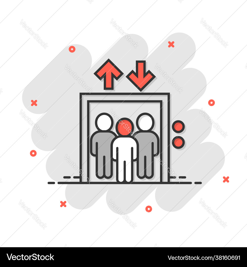 Elevator icon in comic style lift cartoon Vector Image