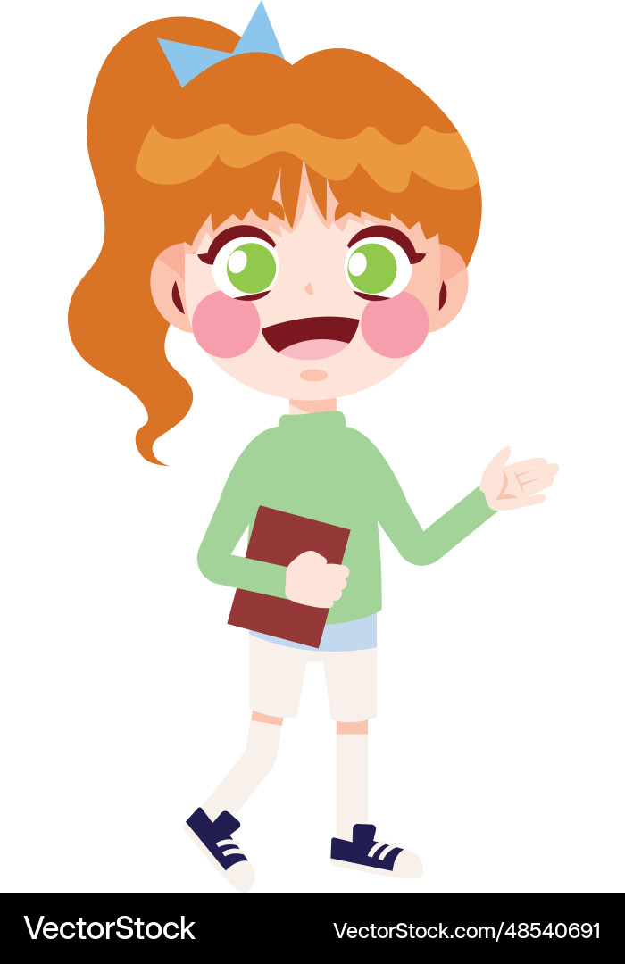Girl speaking with book icon Royalty Free Vector Image
