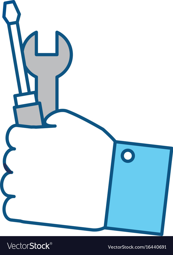 Hand with tool Royalty Free Vector Image - VectorStock