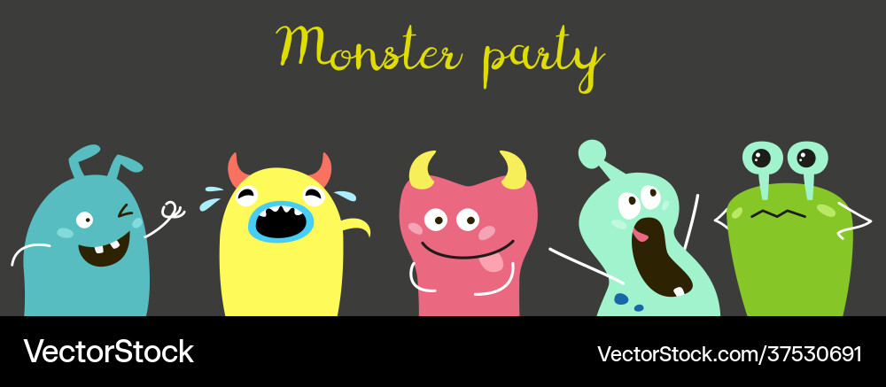 Poster with cute cartoon monsters Royalty Free Vector Image