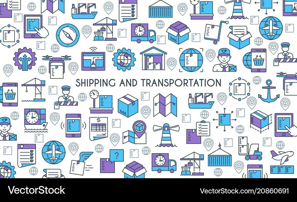 Shipping and transportation banner Royalty Free Vector Image