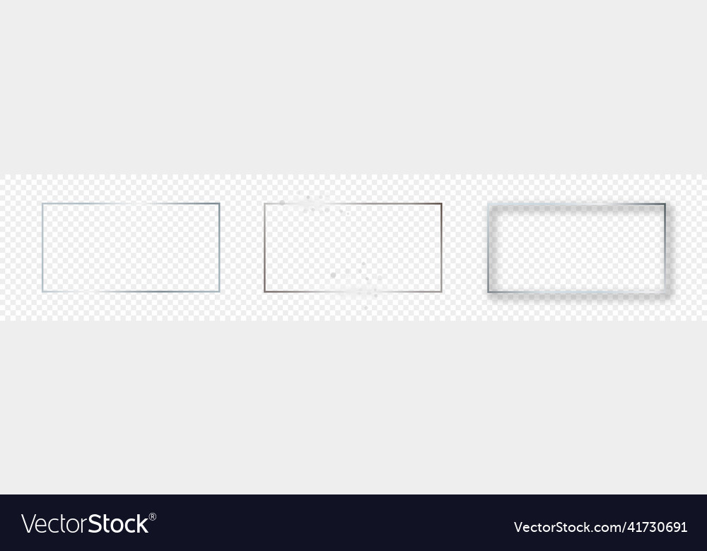 Silver glowing rectangular shape frame Royalty Free Vector